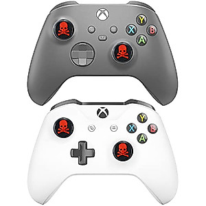 9CDeer Performance Joystick Analog Stick Thumb Grips Set of 6 Compatible with PS5, PS4, Xbox Series X/S Xbox One, Switch Pro Controller Skull Black & Red