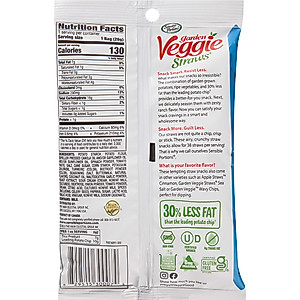 Sensible Portions Garden Veggie Snacks - Veggie Straws, Snack Size, Zesty Ranch, 1 Oz (Pack of 24)