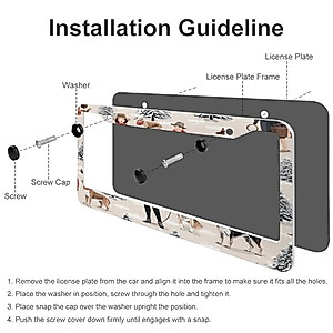 Family in Coats Wearing Santa Hats License Plate Frames 2 Pcs Set Personalized Family Christmas Car Accessories Fits All Car 2 Hole Aluminum License Plate Cover with 2 Holes and Screws