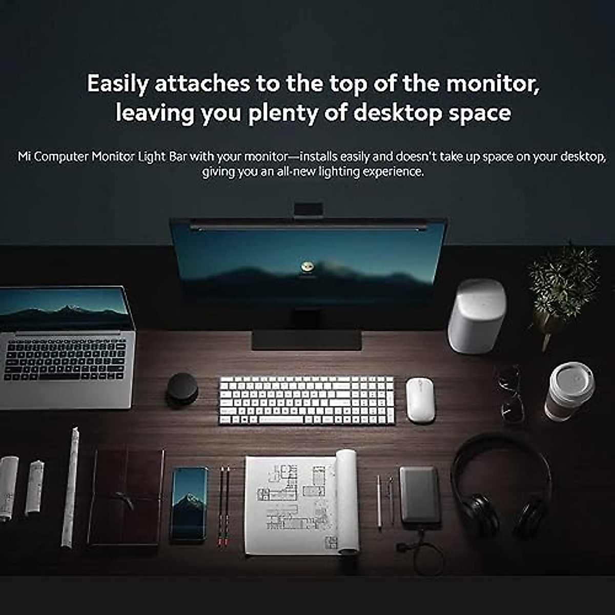 Xiaomi Mi Computer Monitor Light Bar - Easy Installation, Extra Computer Lighting w/o Taking Desktop Space, w/Wireless Remote Control Adjusting Lights Easily