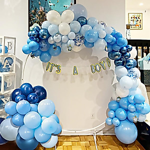 Blue Balloons Set, 60 Pack 12 Inches Metallic Chrome Blue Balloons Navy Blue Latex Balloons Light Blue Confetti Balloons for Boys Man Birthday, Baby Shower, Wedding Party Decorations