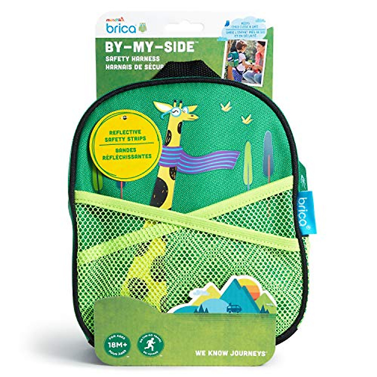 Munchkin® Brica® By-My-Side™ Toddler Safety Harness Backpack with Leash, Giraffe, Green