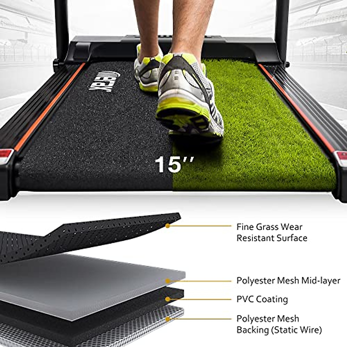 Merax Electric Folding Treadmill – Easy Assembly Fitness Motorized Running Jogging Machine with Speakers for Home Use, 12 Preset Programs (Black)