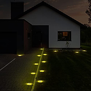 24 Pack Solar Ground Lights Outdoor Waterproof, 8LED Pathway Lights Solar Powered, Solar Disc Outdoor Garden In-Ground Lights for Yard Pool Patio Deck Garden Pathway Landscape Lighting (Warm Light)