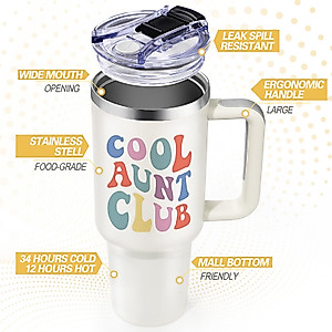 Auntie Gift Ideas, Aunt Gifts from Niece, Nephew - Cool Aunt Gift for Aunt to Be, Auntie, New Aunt, Promoted to Aunt Gifts - Birthday, Mothers Day, Christmas Gift for Aunt - 40oz Tumbler W Lid Straw