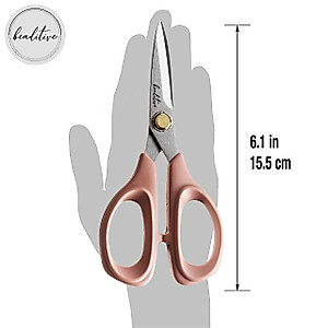 Beaditive Sewing Scissors - 6-Inch Stainless Steel Fabric Scissors - Professional Scissors With Serrated Blade for Cloth Cutting & Quilting - Comfortable Craft Tailor & Dressmaker Shears – Light Coral