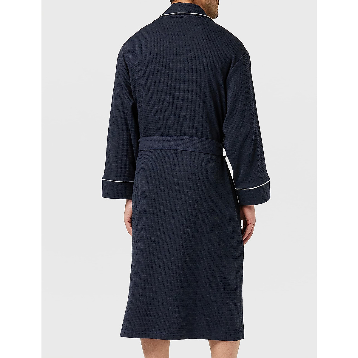 Amazon Essentials Men's Lightweight Waffle Robe (Available in Big & Tall), Navy, Medium-Large