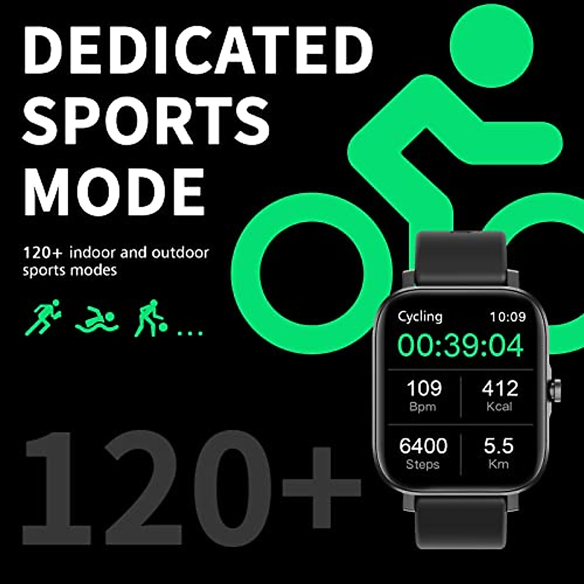 ANCwear Smart Watches for Men Women, 1.83" Fitness Tracker Watch with Heart Rate SpO2 Sleep Monitor, IP68 Waterproof Smartwatch with 120+Sport Modes, Step Calorie Counter Watch for Andriod iOS(Black)