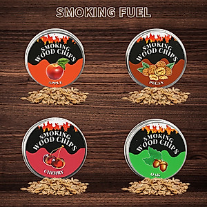 Whiskey Smoker Kit Gifts for Men - 4 pcs Flavors Wood Chips + 4 pcs Stainless Steel Ice Cubes, Whiskey Bar Smoker Accessories, Bourbon Cocktail Smoker Kit Suitable for Bartender Birthday Gifts