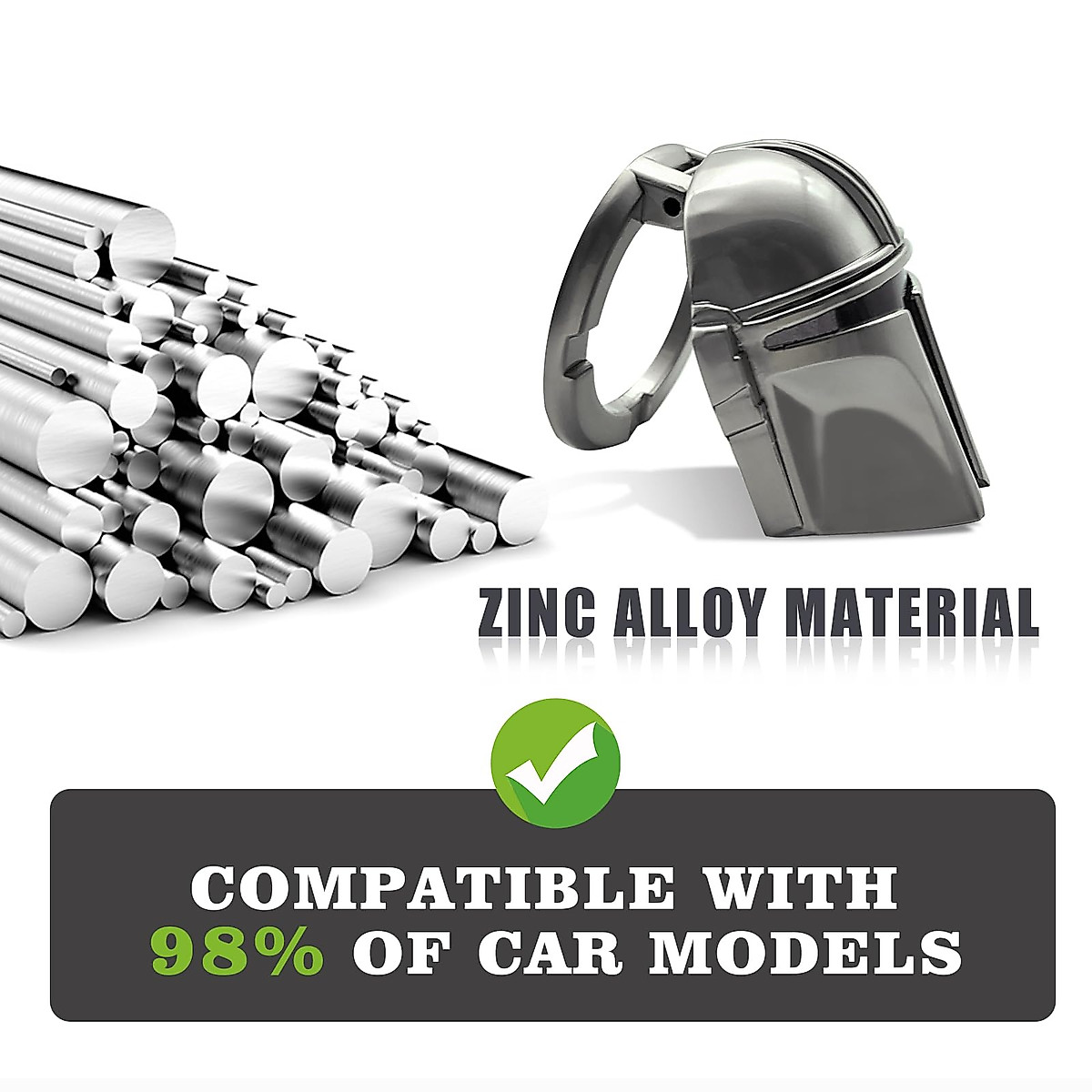 BestEvMod Mando Style Universal Car Engine Start Stop Button Cover Anti-Scratch Push Start Button Protective Cover 3D Cool Car Interior Accessories (Sliver)