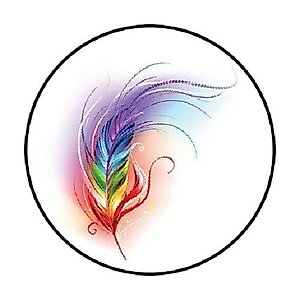 48 pcs Colorful Feather Stickers Envelope Seals Labels Round Tags, Stamps Sticker for Gift Cards, Envelopes, Boxes for Holiday, Birthday, Christmas
