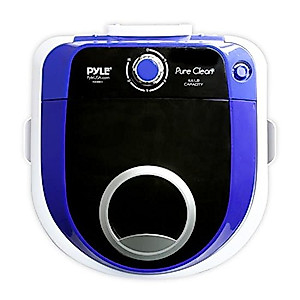 Pyle Upgraded Version Portable Washer - Top Loader Portable Laundry, Mini Washing Machine, Quiet Washer, Rotary Controller, 110V - For Compact Laundry, 4.5 Lbs. Capacity, Translucent Tubs