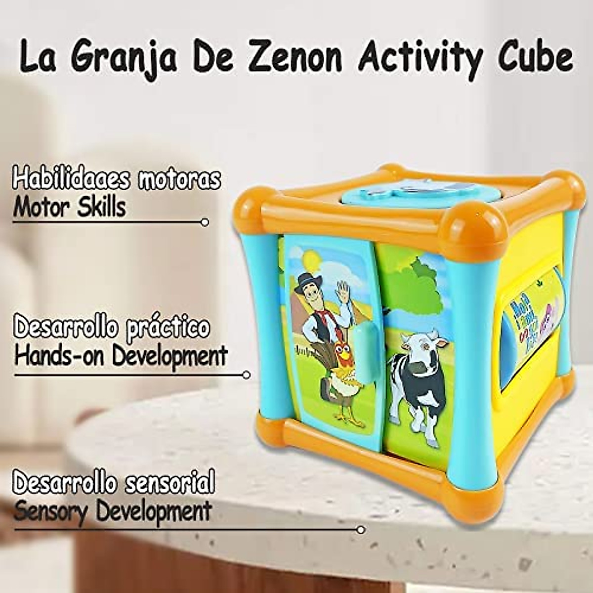 La Granja de Zenon Baby Toys Activity Cube Newborn Busy Baby Activity Center for Toddler 1-3 La Vaca Lola Developmental Learning Farm Toys Educational Gifts for Babies 6-12 Months Boys and Girls