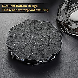 Bicico Crystal Glass Ashtray, Cigar Ashtray, Cool Ashtrays for Cigarettes Indoor, Ash Tray Holder Home Office Desktop Tabletop Hotel Indoor Outdoor Decoration, Black