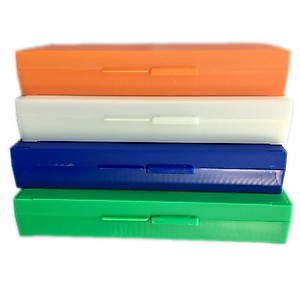 50-Place Microslide Slide Microscope Box Colors, Blue, Green, Orange, White(Pack of 4)