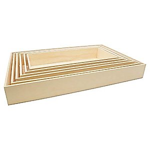 Unfinished Wood Nesting Trays, 2 Sets of 6 Wooden Crafting Trays, for Serving, Organizing, DIY Décor, and Play Tray, by Woodpeckers