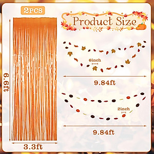 JULMELON 4 Pieces Fall Party Decorations Set Autumn Birthday Foil Fringe Backdrop Curtain for Thanksgiving Party Decoration Banner Backdrop Hanging Decor Birthday Wedding Baby Shower