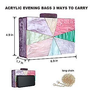 Acrylic Clutch Purses for Women Wedding : Multicolor Evening Crossbody Bag Marbling Handbags with Detachable Chain for Party Bridal Prom Ladies Girls (Purple)