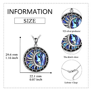 SHEAISRS Moon Sun ​Star Necklace 925 Sterling Silver Abalone Shell Celestial Jewelry Gift for Women