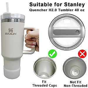 Tumbler Lid for Stanley Cup, 40oz Replacement Lid, With Spill Stopper and Anti-Slip Kit, Suitable for Stanley Quencher H2.0 Tumbler 40oz (White)