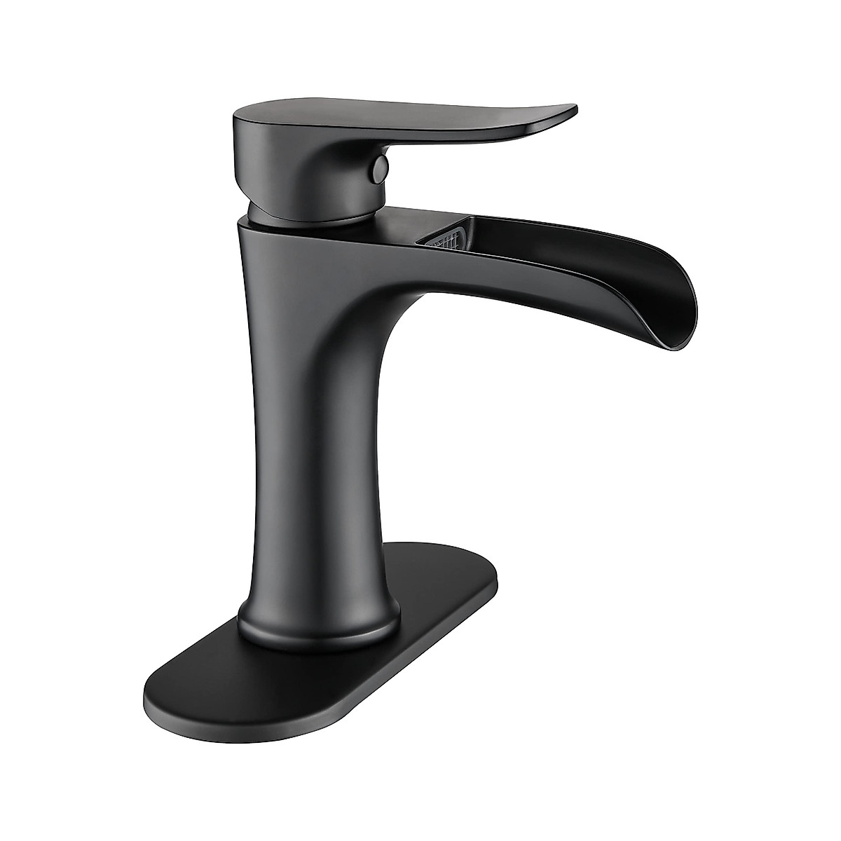 Yundoom Matte Black Bathroom Faucet,Bathroom Sink Faucet,Waterfall Bathroom Faucet,Single Hole Or 3 Hole Bathroom Faucet with 4 Inch Deck Plate,Farmhouse Rv Brass Bathroom Faucet,BF02.