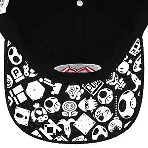 Super Mario Brothers Mario Embroidered Symbol Black Snapback Hat for Mens