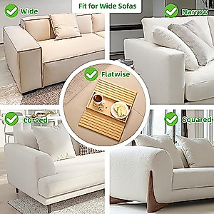 GEHE Sofa Arm Tray Bamboo Sofa Tray Table for Couch, Sofa Armrest Tray Table Anti-Slip Arm Table Clip On Tray Sofa Table, Couch Cup Holder for Snacks,Phone,Control,Cups,Flexible and Foldable