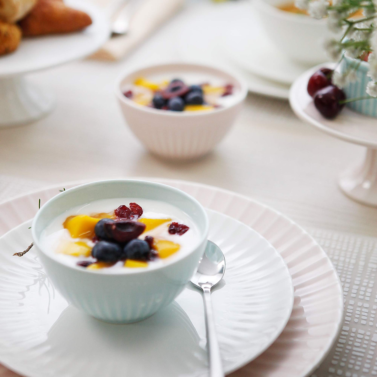 ZEN Pleats Porcelain Dessert Bowls 10oz Set of 6 (Mixed Color)