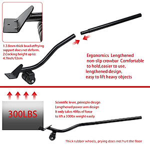 Heavy Duty Furniture Expandable Lifter with 4 Mover Dolly for Easy and Safe Moving Kit, Rubber Wheels 2 Brake 360° Rotatable Appliance Mover Dolly, Max Up for 1320LBS/600KG (Black)