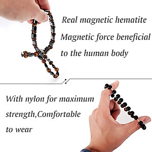 Jstyle 4Pcs Bead Bracelet for Men Women 8mm Tiger Eye Stone Beads Bracelet Elastic Natural Stone Bracelet Bangle