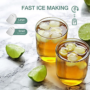 SMUG Countertop Ice Maker, 9 Cubes in 6 Mins, 26lbs in 24Hrs, 2 Sizes of Bullet Ice, Auto-Cleaning, Portable Ice Machine with Handle, Basket and Scoop for Home Kitchen, Party and Camping (Green)