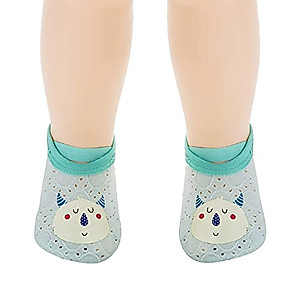 Lykmera Animal Printed First Walking Shoes Kids Boys Socks Barefoot Shoes Socks Non Slip Girls Floor Cartoon Mesh Shoes (Green, 6-12 Months)