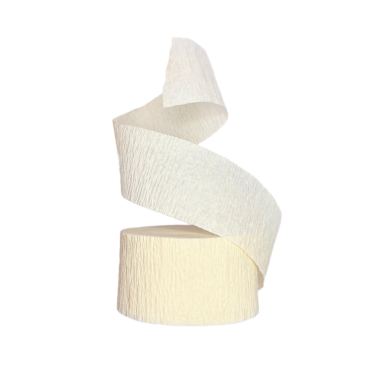 K-Kraft USA-Made Beige Crepe Paper Streamers for Birthday, Party, Holiday, School, Wedding, Shower, or Graduation (2 Rolls White Vanilla)