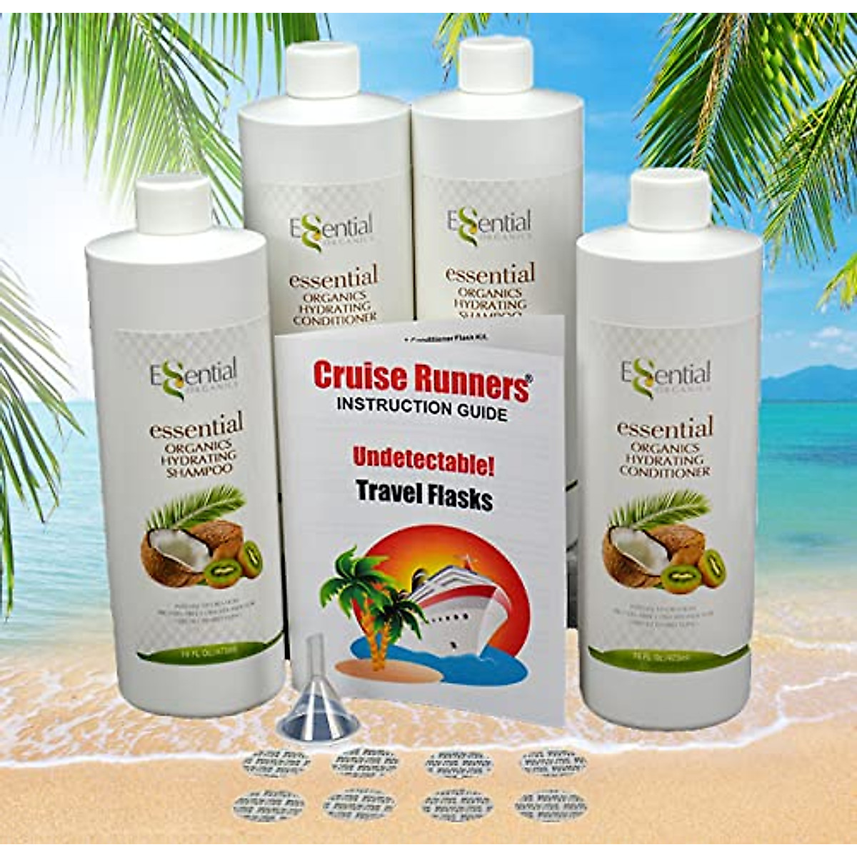 Fake Shampoo & Conditioner By CRUISE RUNNERS® Hidden Liquor Alcohol Flasks For Booze Cruise | Enjoy Rum Runners 4 Bottles