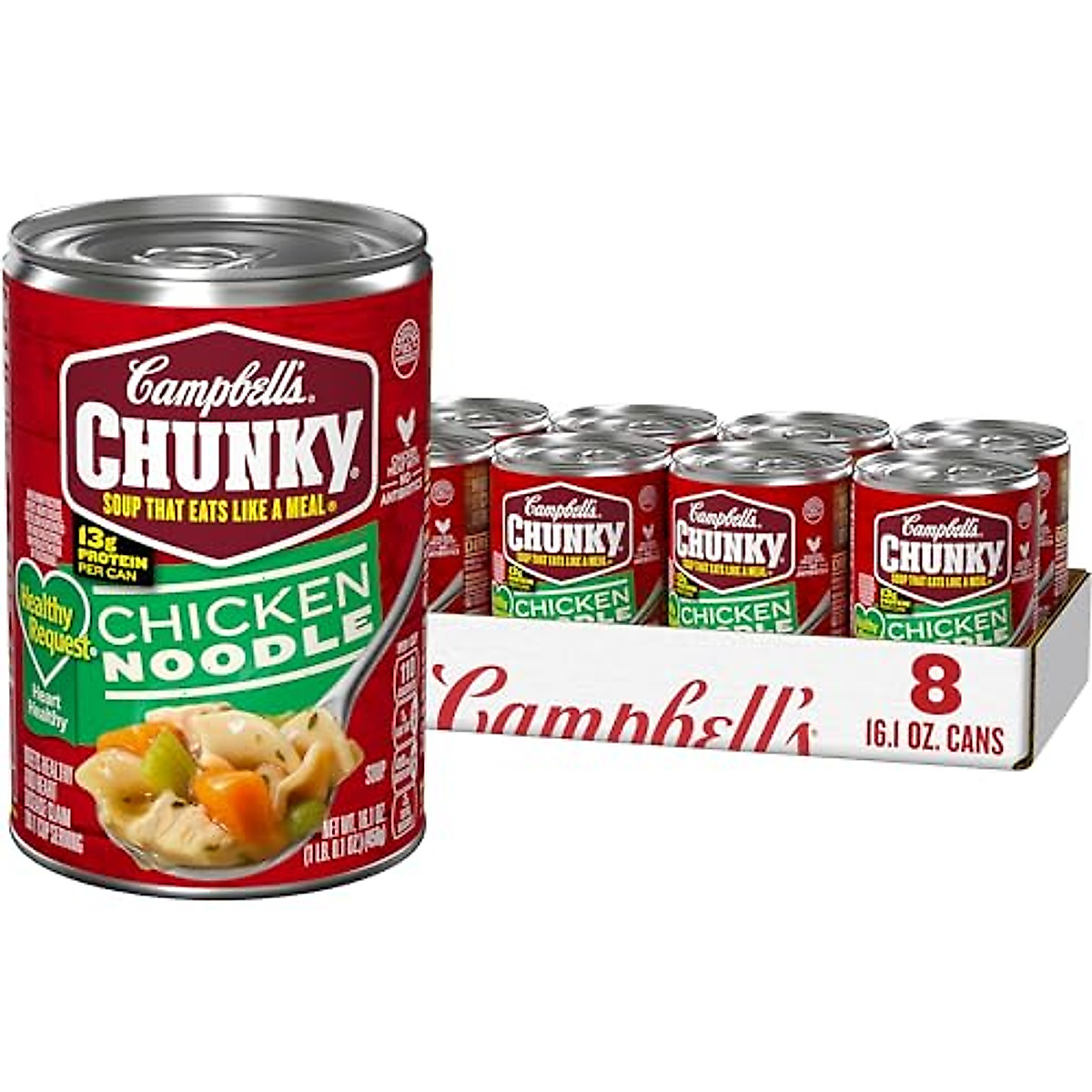 Campbell’s Chunky Soup, Healthy Request Chicken Noodle Soup, 16.1 Oz Can (Case of 8)