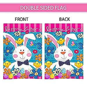 Spring Easter Bunny Garden Flag Double Sided 12" x 18", Polyester Double Sided Easter Yard Flag, Happy Easter Spring Garden Flag Yard Decorations
