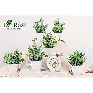 Der Rose 6 Packs Small Fake Plants Artificial Plants in Pots for Home Bathroom Bedroom Living Room Decor Indoor
