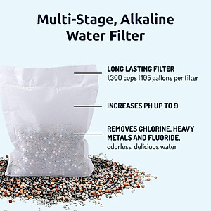 pH ON-The-GO Alkaline Water Filter Pouch- Portable Alkaline Water Filtration System for Your Bottle, Pitcher, Jug, Container - High pH Water - Long-Life 400 Litre/105 Gallon (3-Pack)