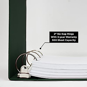Carstens 2-Inch Heavy Duty 3-Ring Binder - Side Opening, Forest Green, Durable Plastic, Precision No-Gap Rings, Waterproof Covers, No Pockets, Holds 300 Letter Sheets, BPA-Free, Made in USA (5820-3R)
