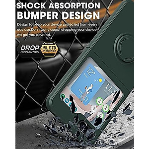 Hongxinyu for Samsung Galaxy Z Flip5 5G 2023 Case,Slim Liquid Silicone Couple Ring Kickstand Soft Anti-Scratch Microfiber Lining Protection Bumper Case for Galaxy Z Flip5 (Army Green)