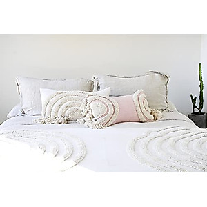 CASA BOHO Throw Blanket Boho Rainbow Throw Blanket Cozy Throw Blanket for Bed Pom Pom Blanket for Bed Cozy Blanket Throw Blankets for Bed Throw Blanket for Couch Neutral Rainbow Decor Cream 48x64