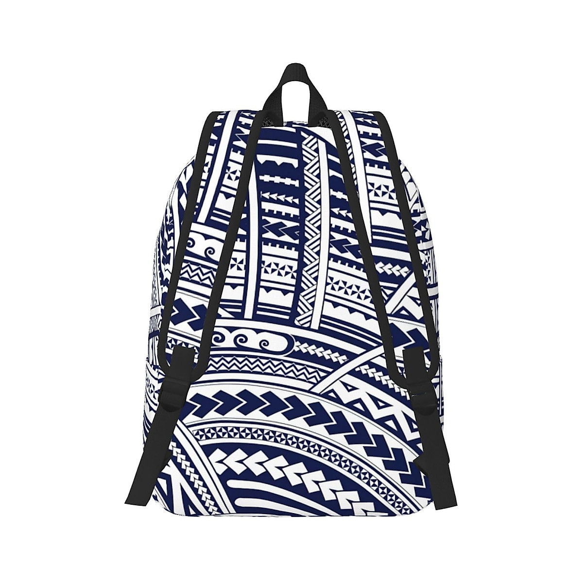 FRESQA Blue Polynesian Maori Tribal Pattern Versatile Mini Backpack:Lightweight Leisure Dual Shoulder,Simple Canvas,And Spacious Design