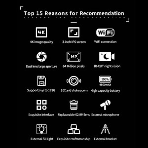 64MP Digital Camera 4K Video Camera, for Photography 16X Digital Zoom Digital Cameras for Photography Vlogging Camera for YouTube, 128GB Expandable, Gifts