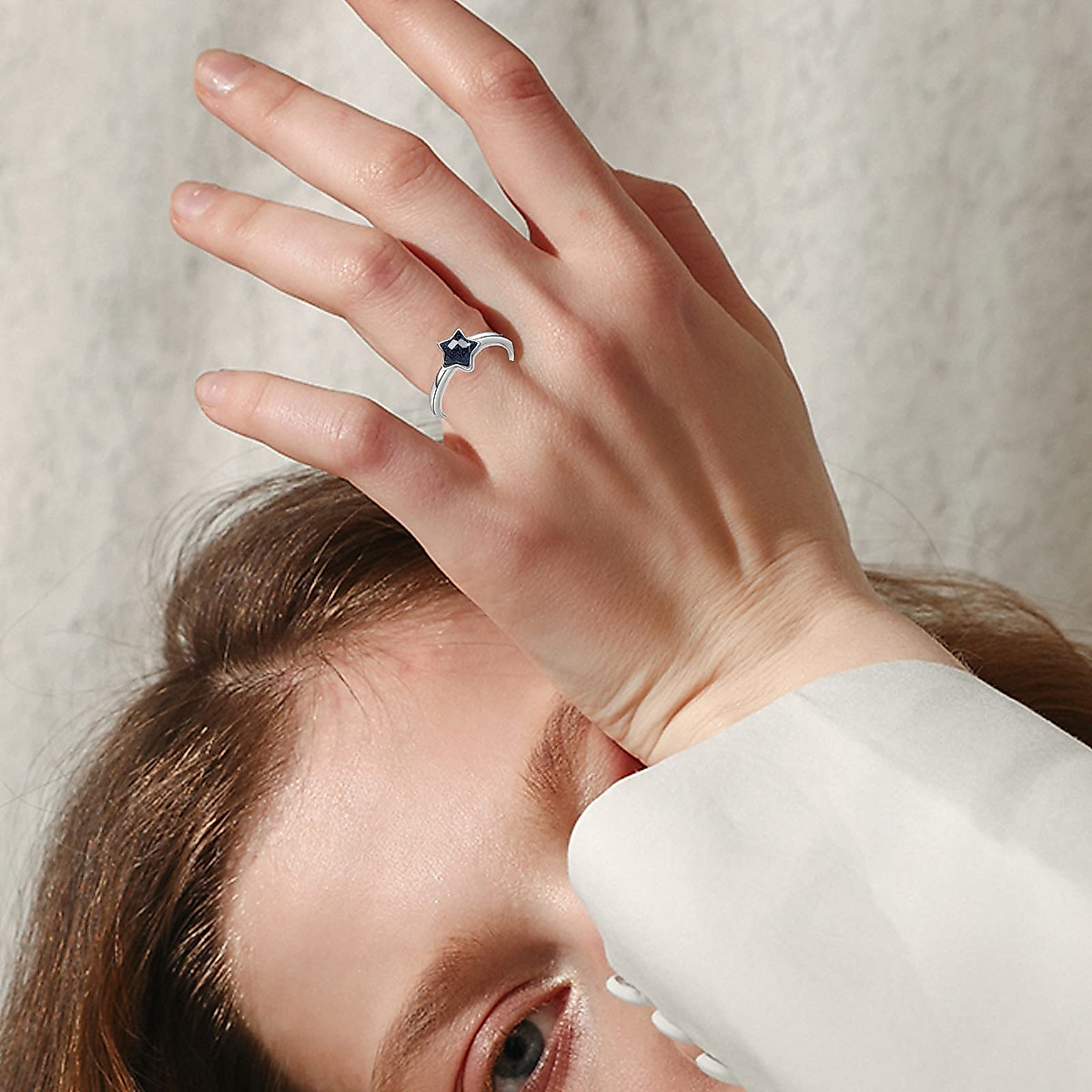 Palpitate Star Rings for Women Adjustable Blue Gravel Stars Rings Jewelry Gifts for Women Wife Her Friends