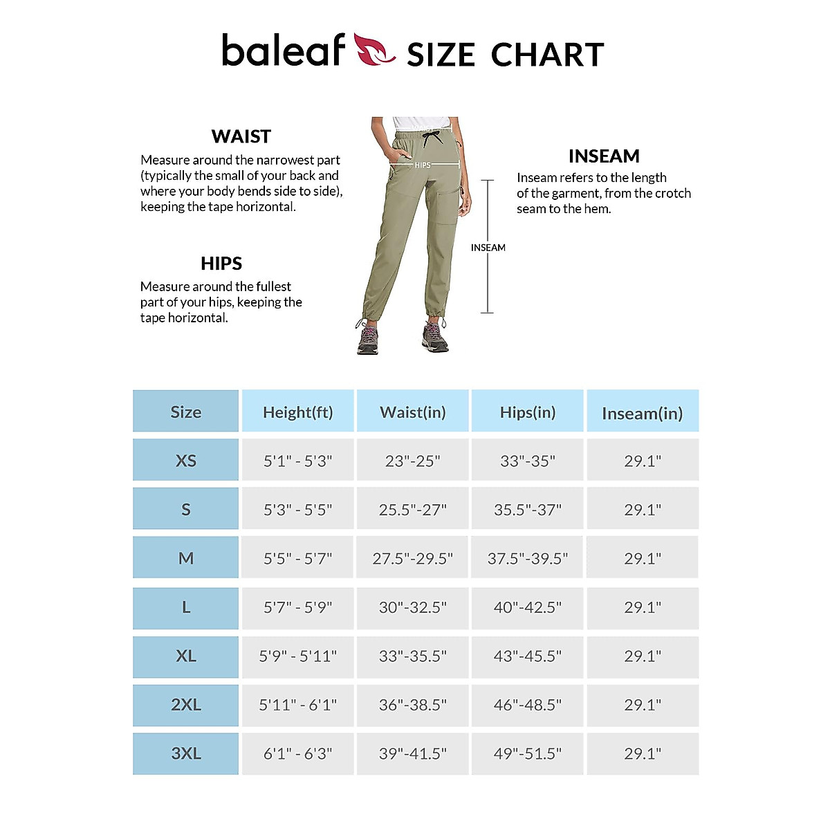 BALEAF Women's Hiking Pants Quick Dry Water Resistant Lightweight Joggers Pant for All Seasons Elastic Waist Light Green Size XS