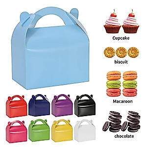 Bssay 30 Pack Party Favor Treat Boxes,Goodie Boxes,Gable Paper Gift Boxes with Handles Perfect for Birthday Party,Wedding,Christmas,Baby Shower 6.5 x 4 x 4 Inches (Green)