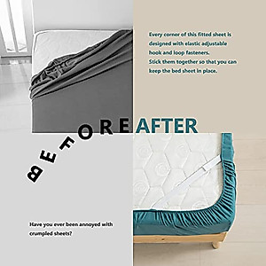 MINIPANDA Full Size Fitted Sheet Only with Bed Sheets Holder Straps for Corners, Keep Sheets from Coming Off - Ultra Soft - Microfiber Sheets (Full, Blue-Green)