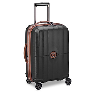 DELSEY Paris St. Tropez Hardside Expandable Luggage with Spinner Wheels, Black, Checked-Medium 24 Inch