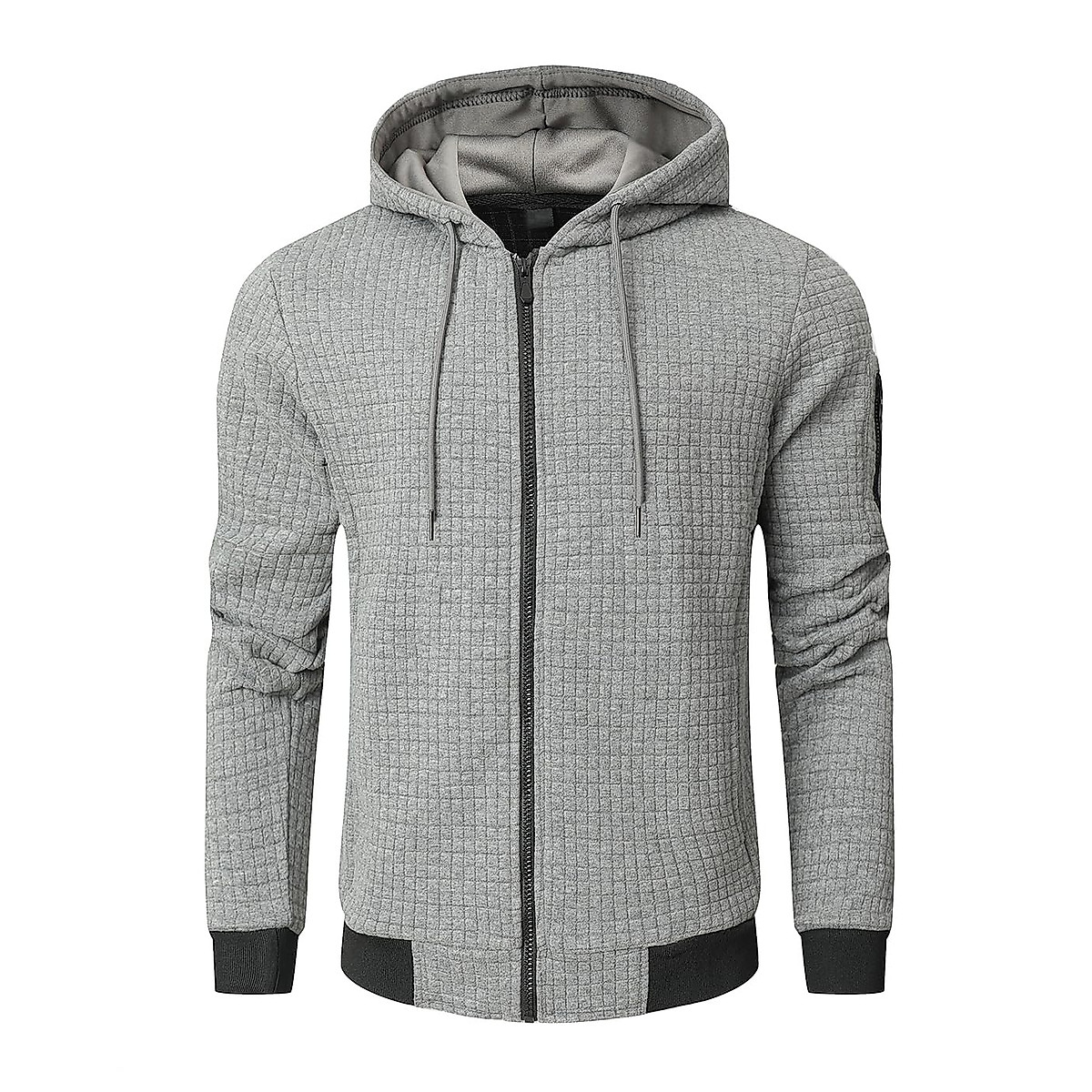 SAVKOOV Mens Lightweight Hoodie Full Zip Sweatshirt Casual Jacket Coat Gray