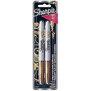 Sharpie Metallic Permanent Markers, Fine Point, Gold, 2 Count